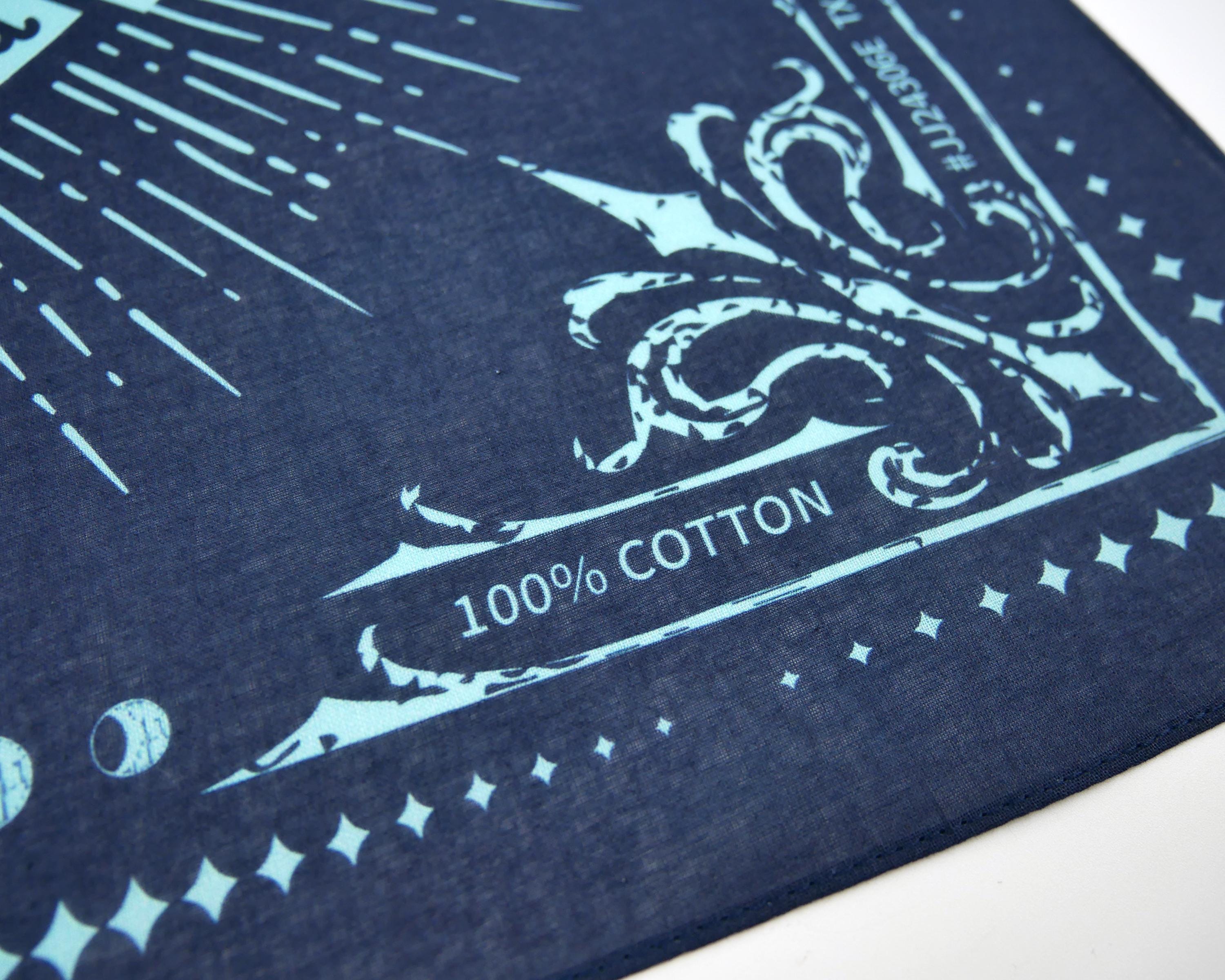 Exclusive Design Zodiac Cotton Bandana Blue Square Scarf Sun Moon Star ...