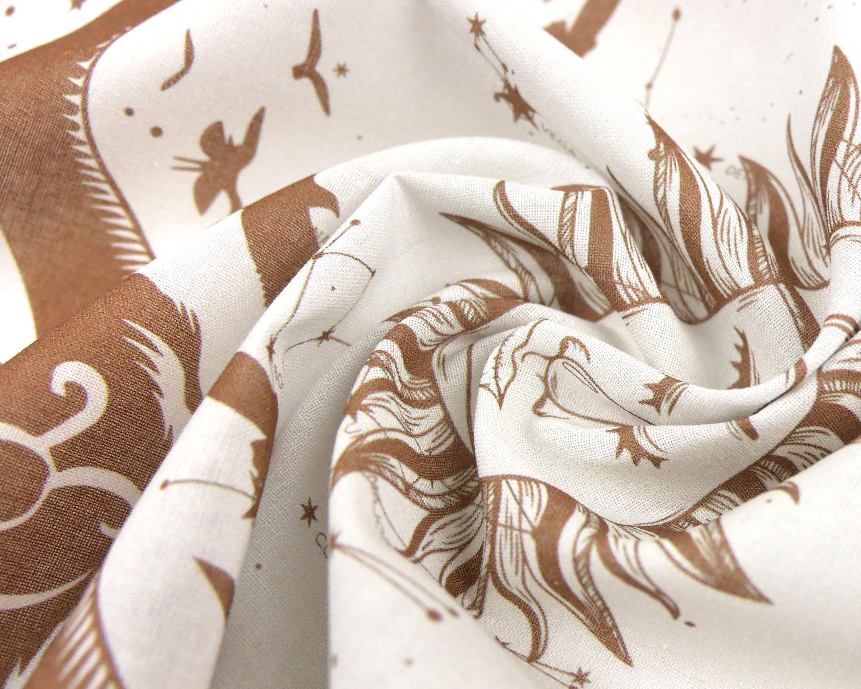 Exclusive Design Zodiac Cotton Bandana Brown Square Scarf Sun Moon Star ...