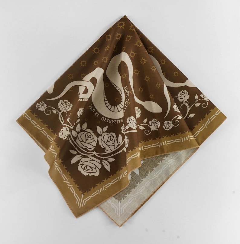 Earthy Brown Snake Bandana Gothic Floral Unique 100% Cotton Bandana ...