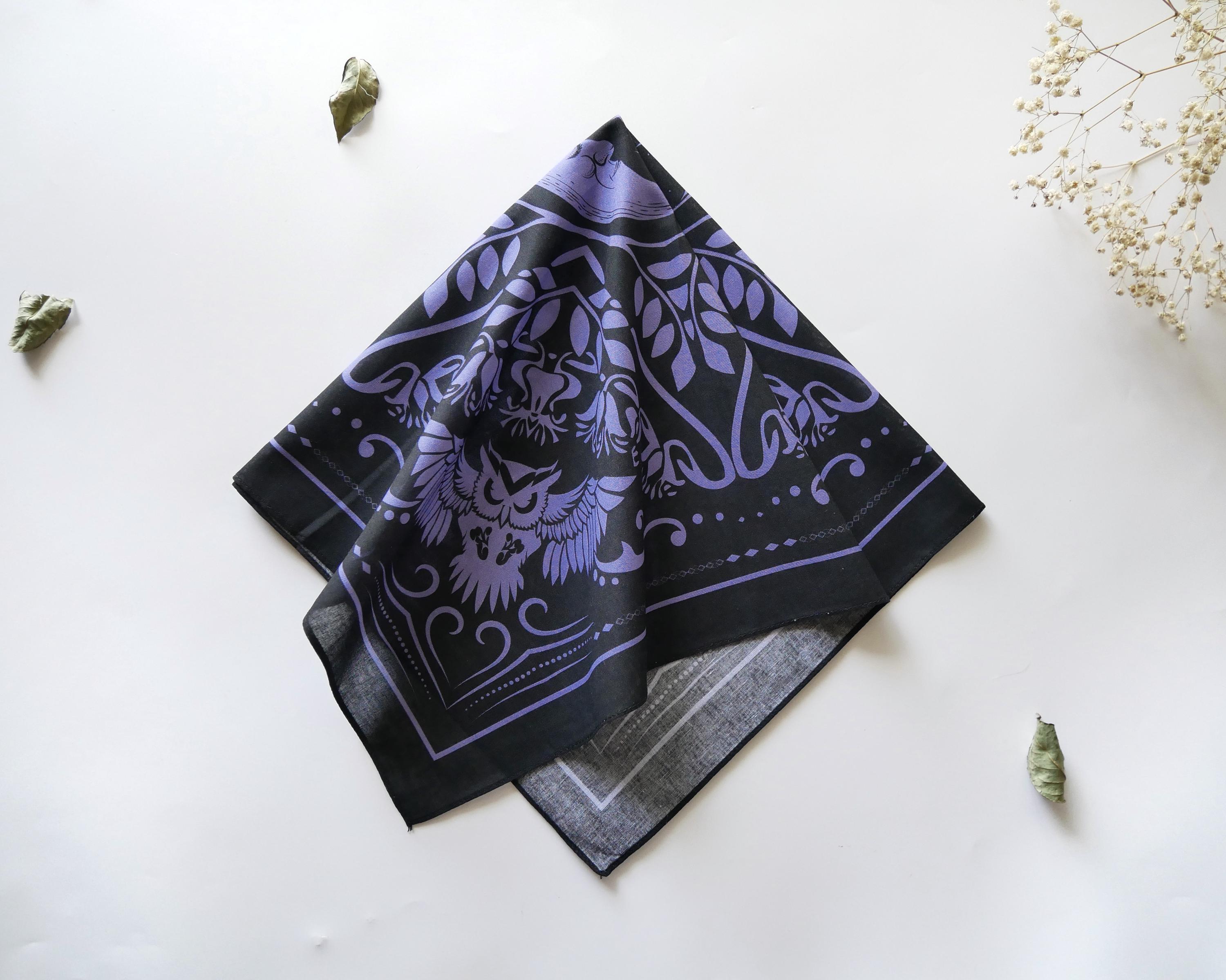 Moon Night Owl Bandana Original Design 100% Cotton Handkerchief Gothic ...