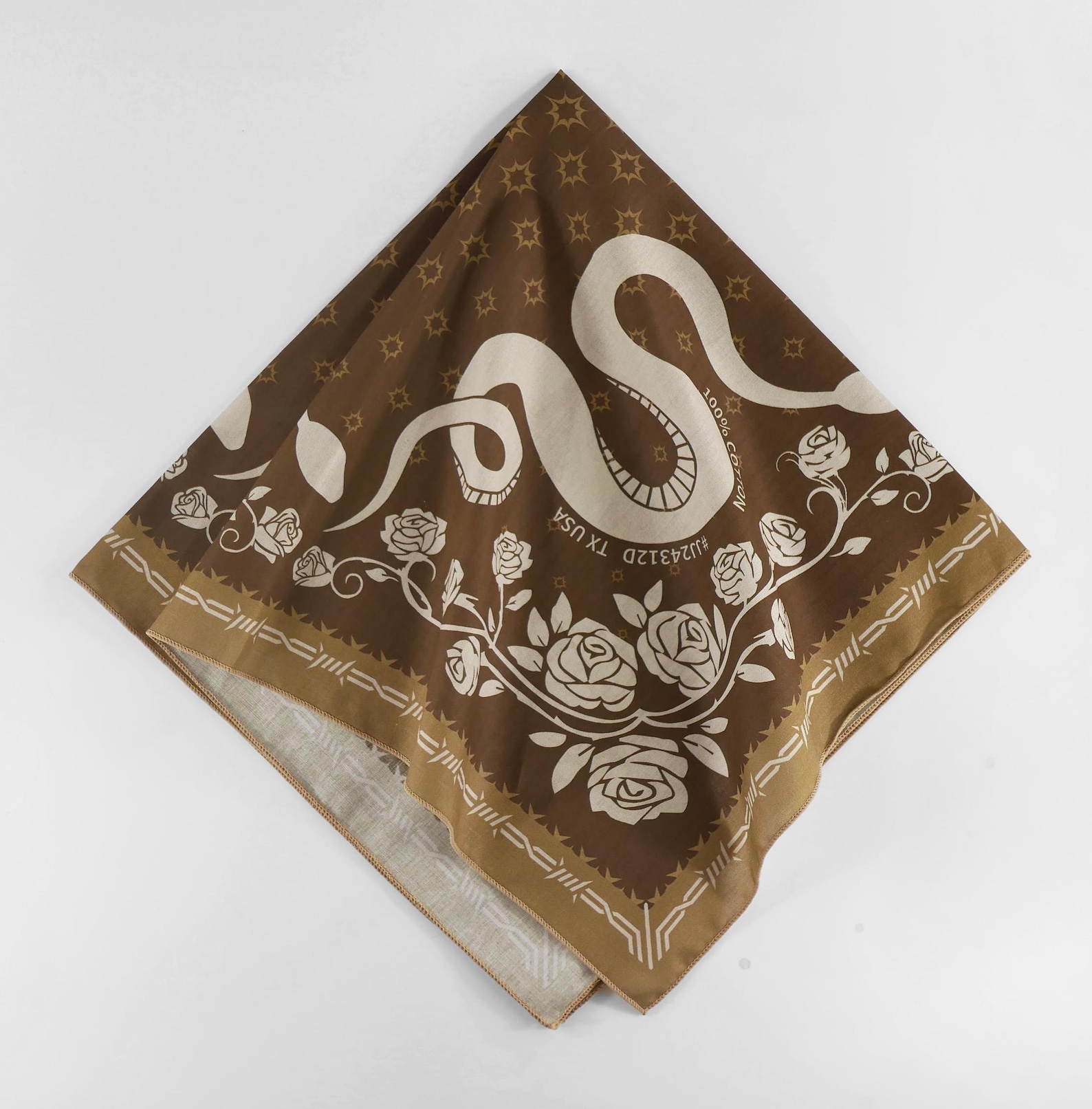 Earthy Brown Snake Bandana Gothic Floral Unique 100% Cotton Bandana ...