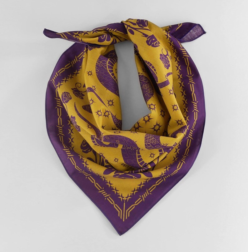 Earthy Brown Snake Bandana Gothic Floral Unique 100% Cotton Bandana ...