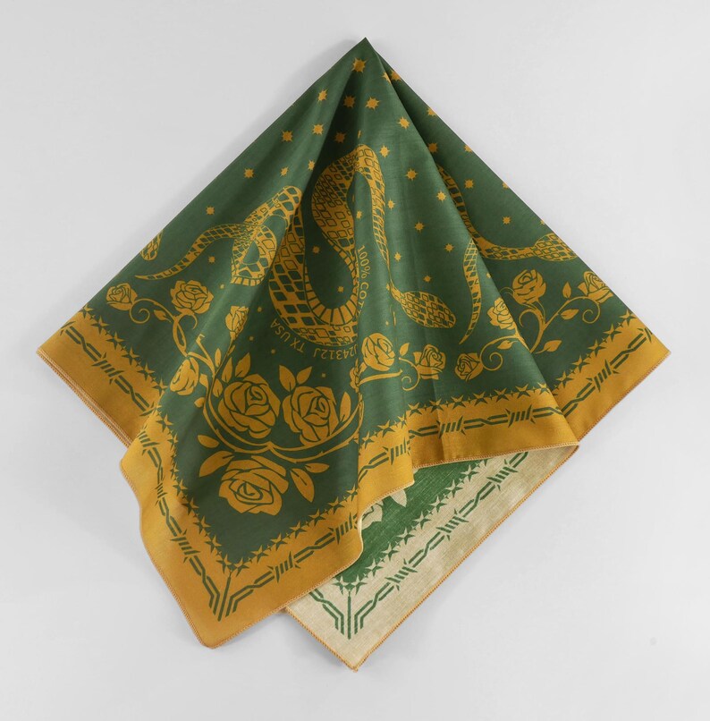 Earthy Brown Snake Bandana Gothic Floral Unique 100% Cotton Bandana ...