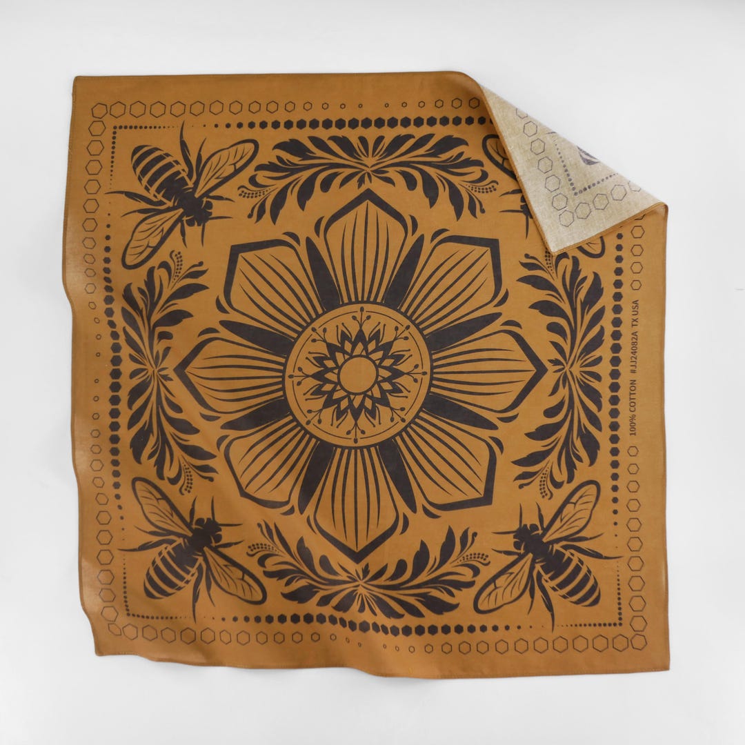 Honey Gold Bumblebee Botanical Bandana 100% Cotton Exclusively Designed ...