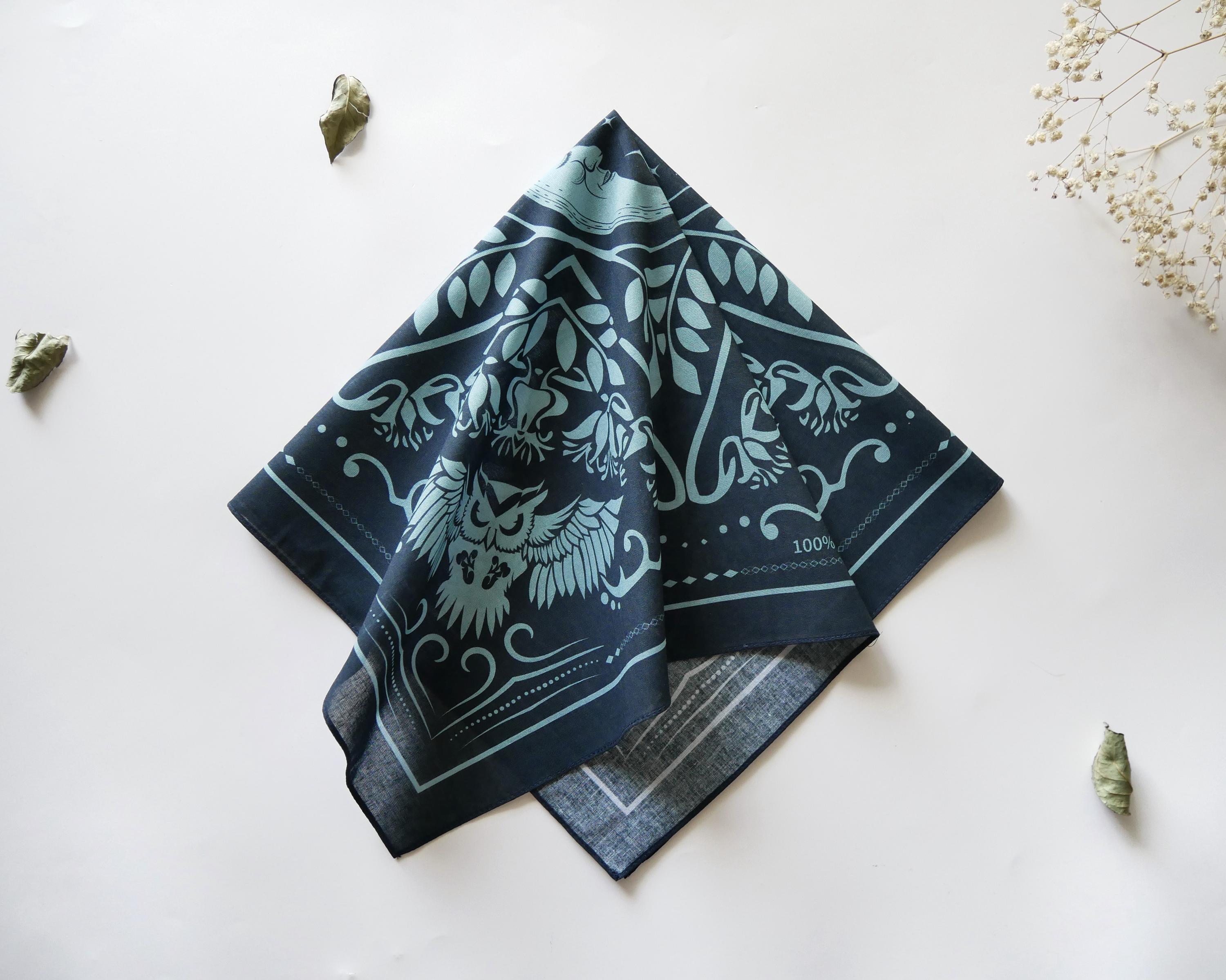 Moon Night Owl Bandana Original Design 100% Cotton Handkerchief Gothic ...
