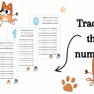 Digital Tracing Book With Bluey the Numbers for Kids Coloring Book - Etsy