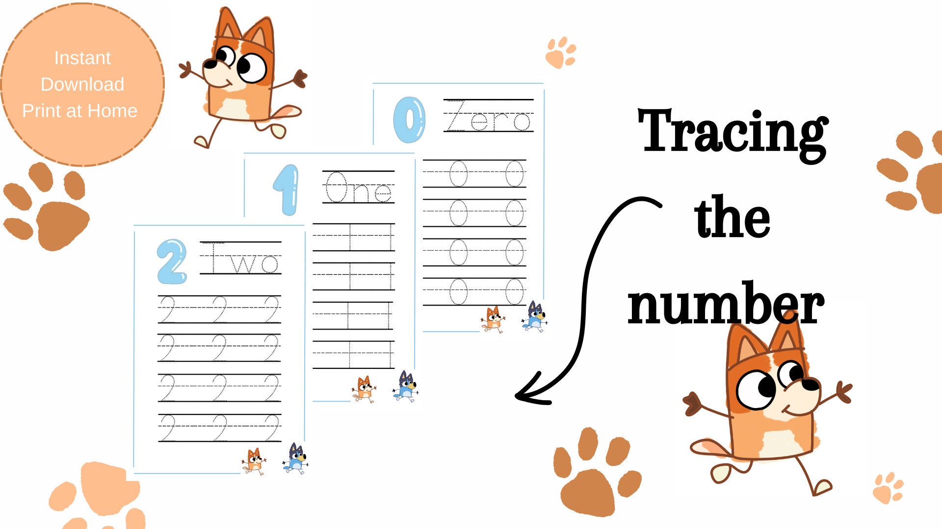Digital Tracing Book With Bluey the Numbers for Kids Coloring Book - Etsy