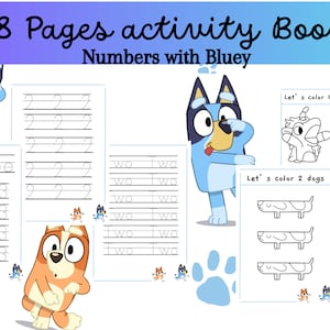 Digital Tracing Book With Bluey the Numbers for Kids Coloring Book - Etsy