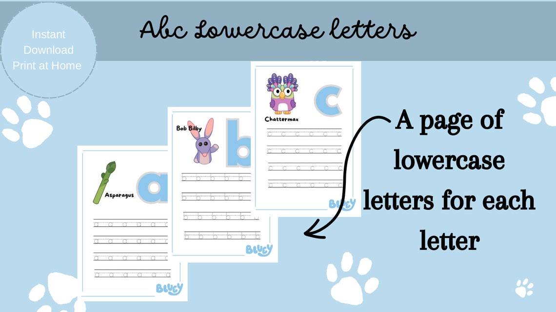 Digital Tracing Book With Bluey ABC Alphabet for Kids Coloring Book - Etsy