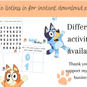 Digital Tracing Book With Bluey the Numbers for Kids Coloring Book - Etsy
