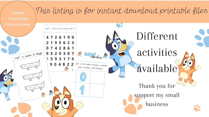 Digital Tracing Book With Bluey the Numbers for Kids Coloring Book - Etsy