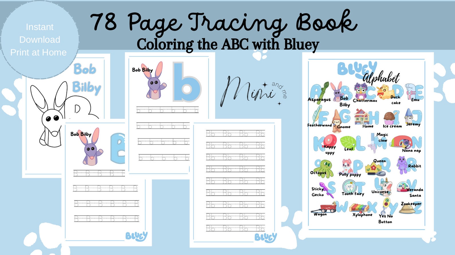 Digital Tracing Book With Bluey ABC Alphabet for Kids Coloring Book - Etsy