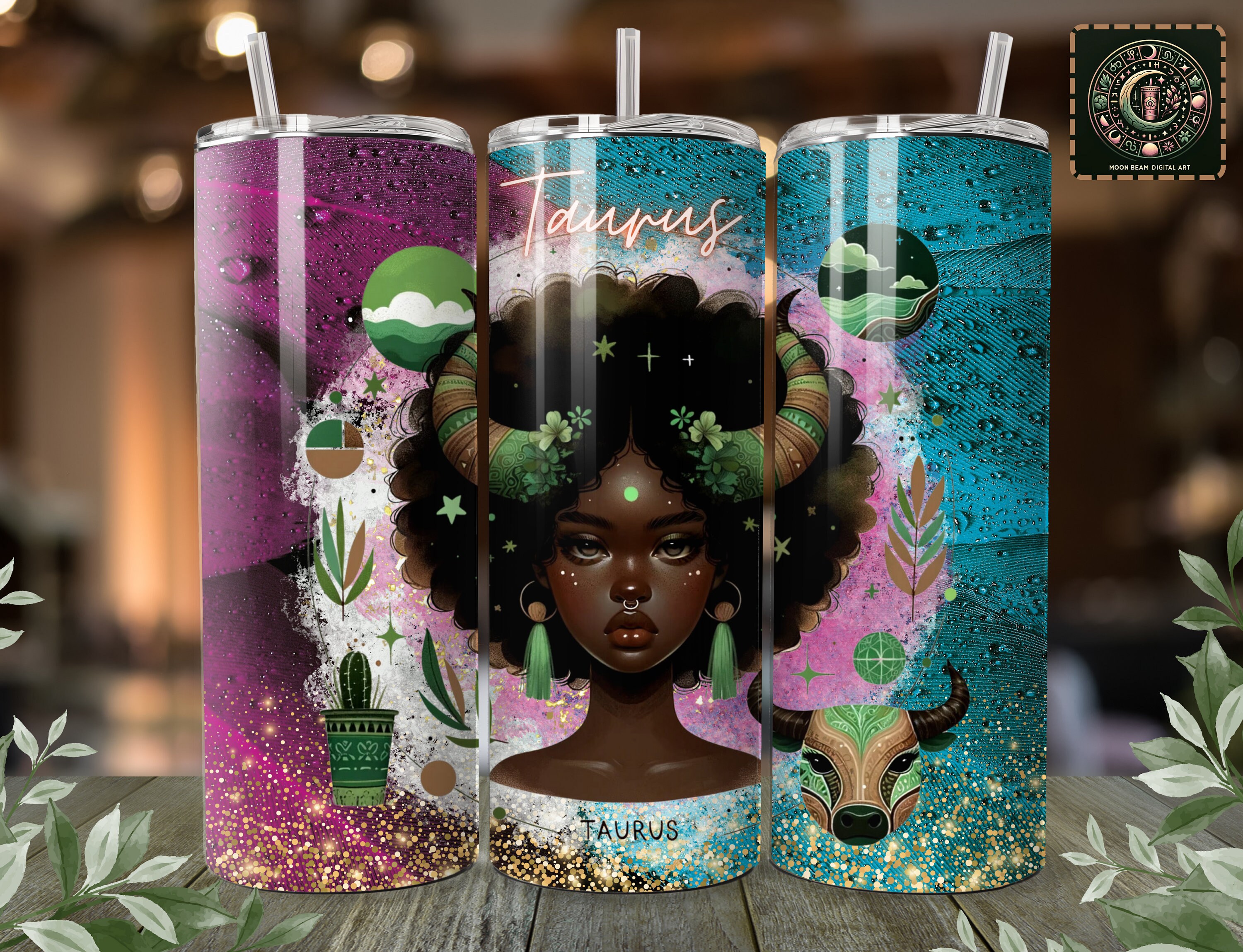 Zodiac Sign Clipart Bundle Afro Zodiac Women Tumbler Design - Digital ...