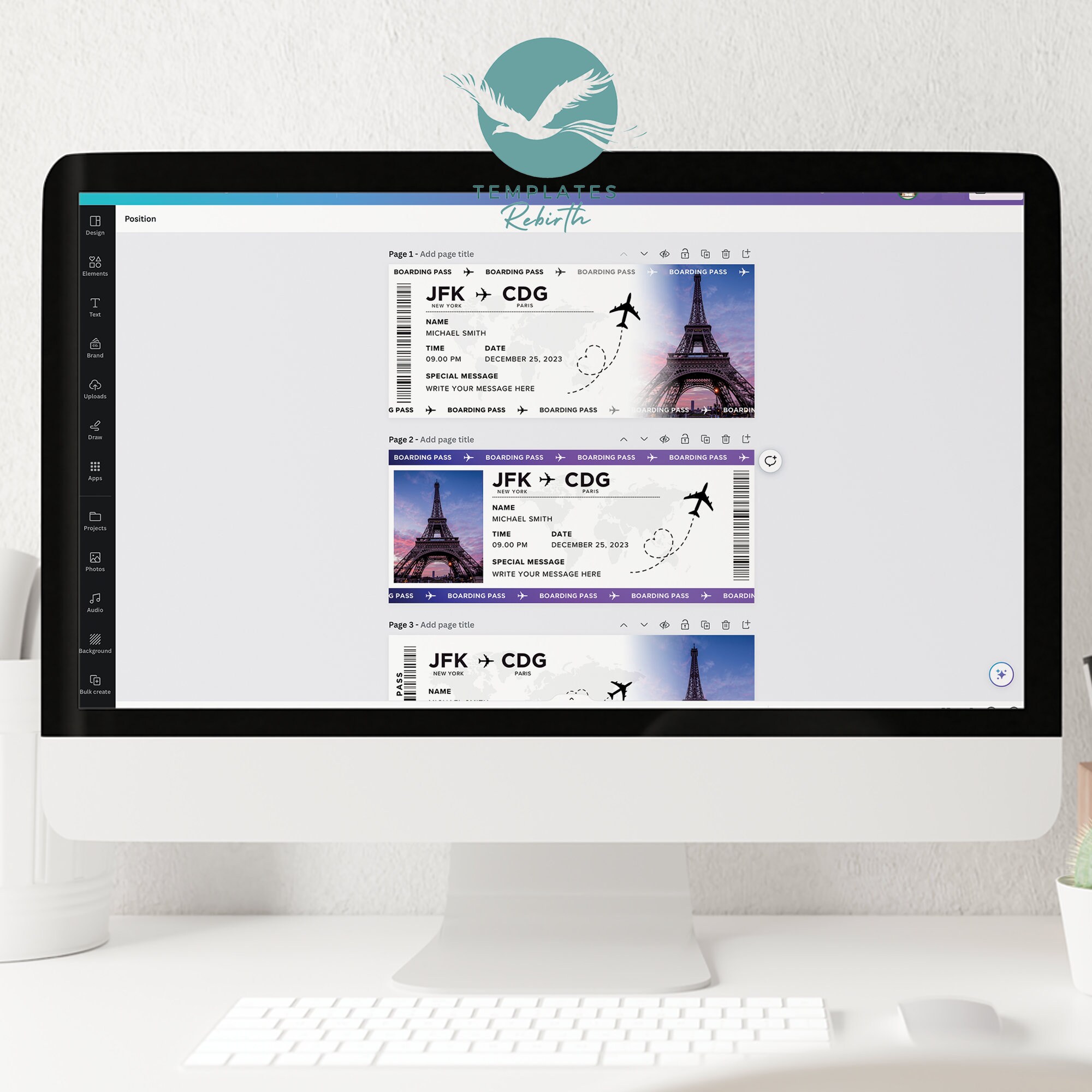 Bundle Boarding Pass Template Canva Editable/customize - Etsy