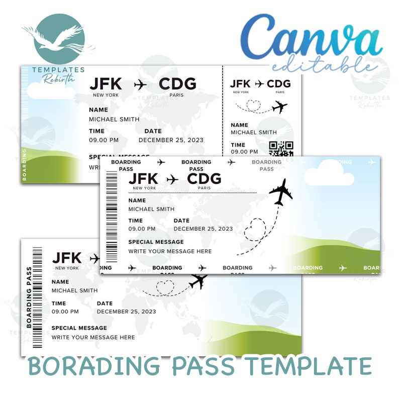 Bundle Boarding Pass Template Canva Editable/customize - Etsy