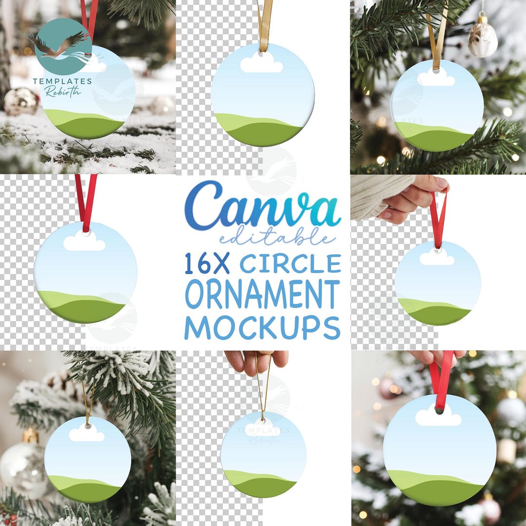 Ceramic Christmas Ornament Mockups: Canva Editable Template (digital ...
