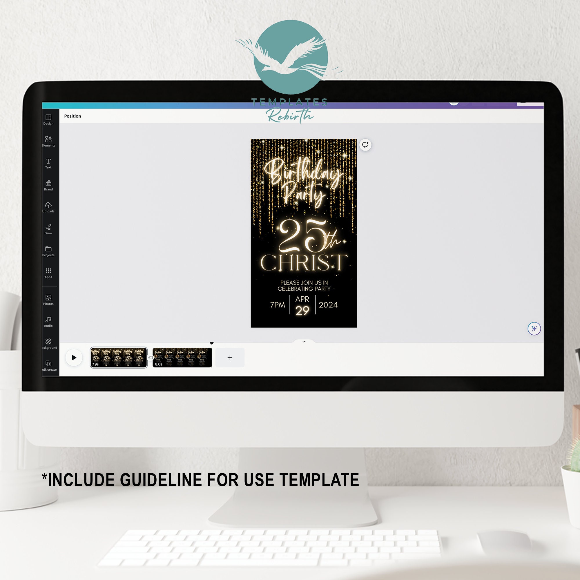 Digital Birthday Invitation Card Canva Editable/fill Your Own Picture ...