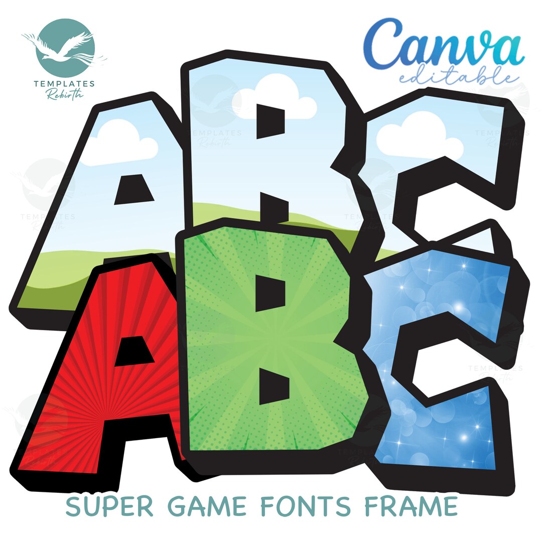 Super Game Alphabet Uppercase Frame CANVA Editable.fill Your Own ...
