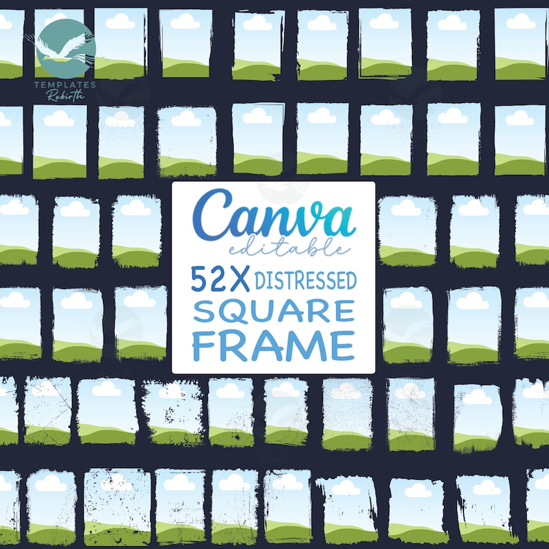 Distressed Square Frames: Canva Editable Photo Collage Template ...