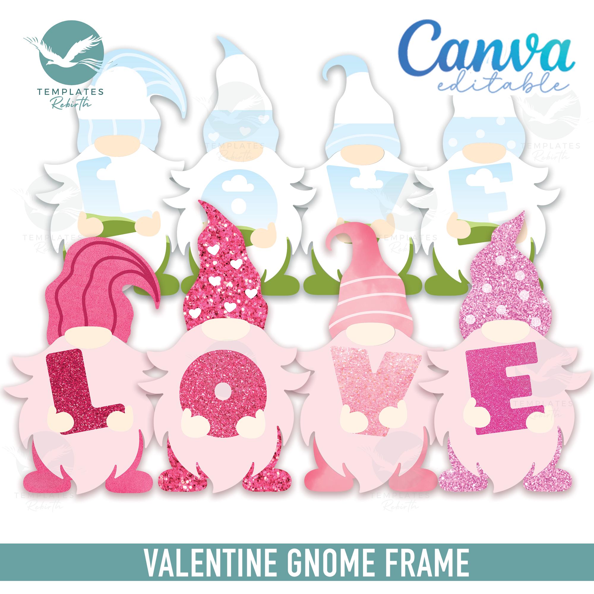 Valentine Love Gnomes Frame CANVA Editable, Fill Your Own Design to ...