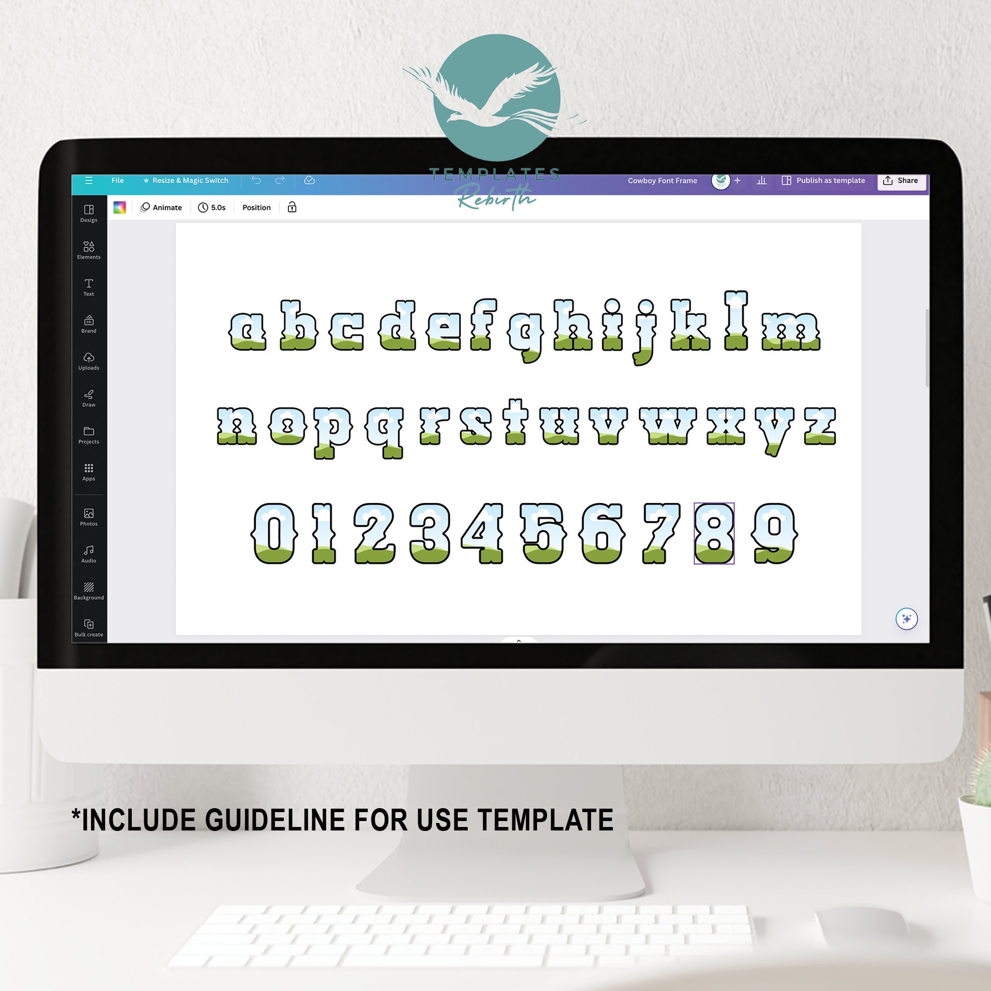 Bundle Cowboy Uppercase Lowercase Font Frame Canva Editable, Fill Your ...