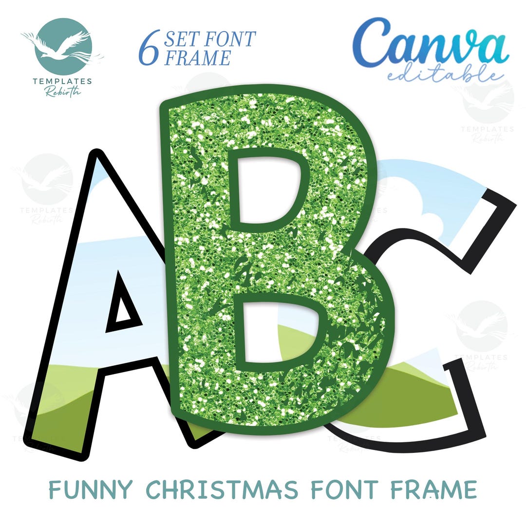Christmas Font Frame: Canva Editable Alphabet Template (digital ...