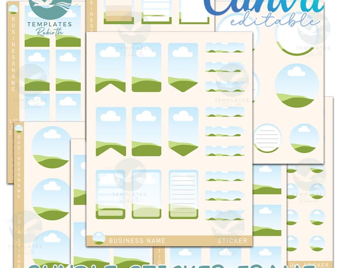 Canva Sticker Template for Cricut, Printable Planner Stickers, Editable ...