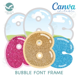 Bubble Alphabet Uppercase Frame CANVA Editable. Fill Your Own Picture ...