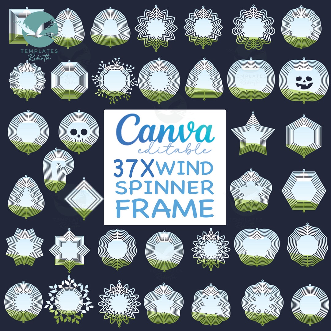 Wind Spinner Canva Frames: Photo Collage Sublimation Design (digital ...