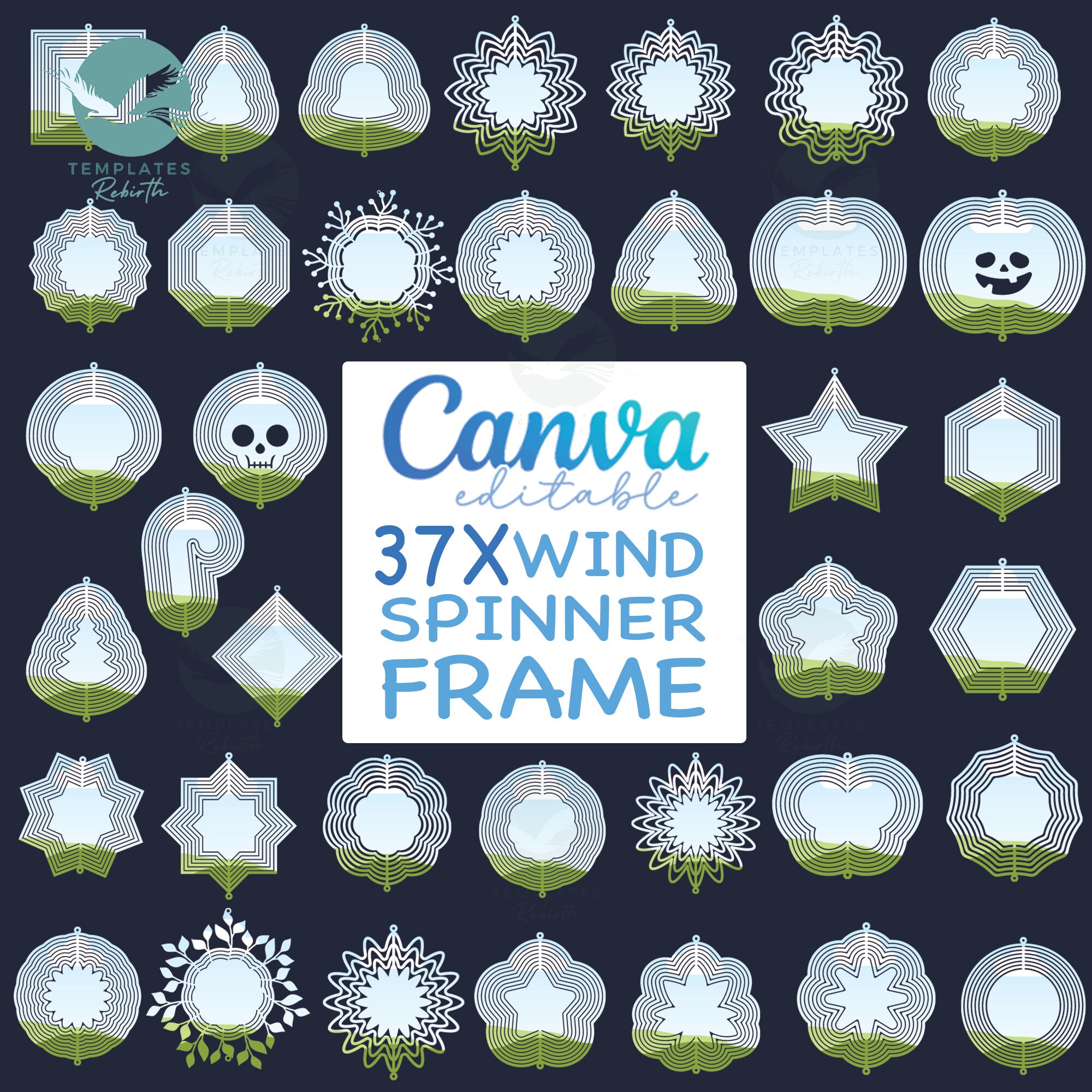 Wind Spinner Canva Frames: Photo Collage Sublimation Design (digital ...