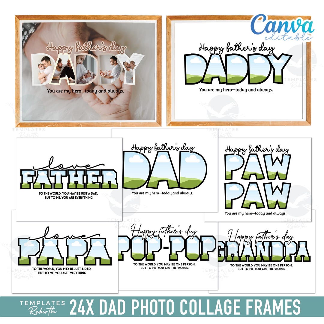Dad Photo Collage Frame Template, Canva Editable (digital Download) - Etsy