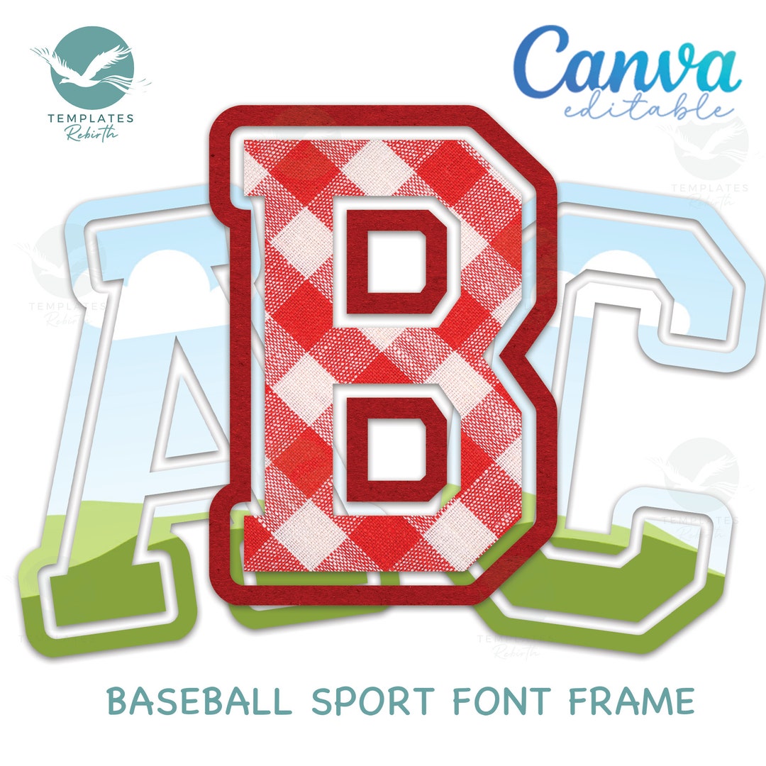 Baseball Sport Letter Frame: Canva Editable Alphabet Set (digital ...