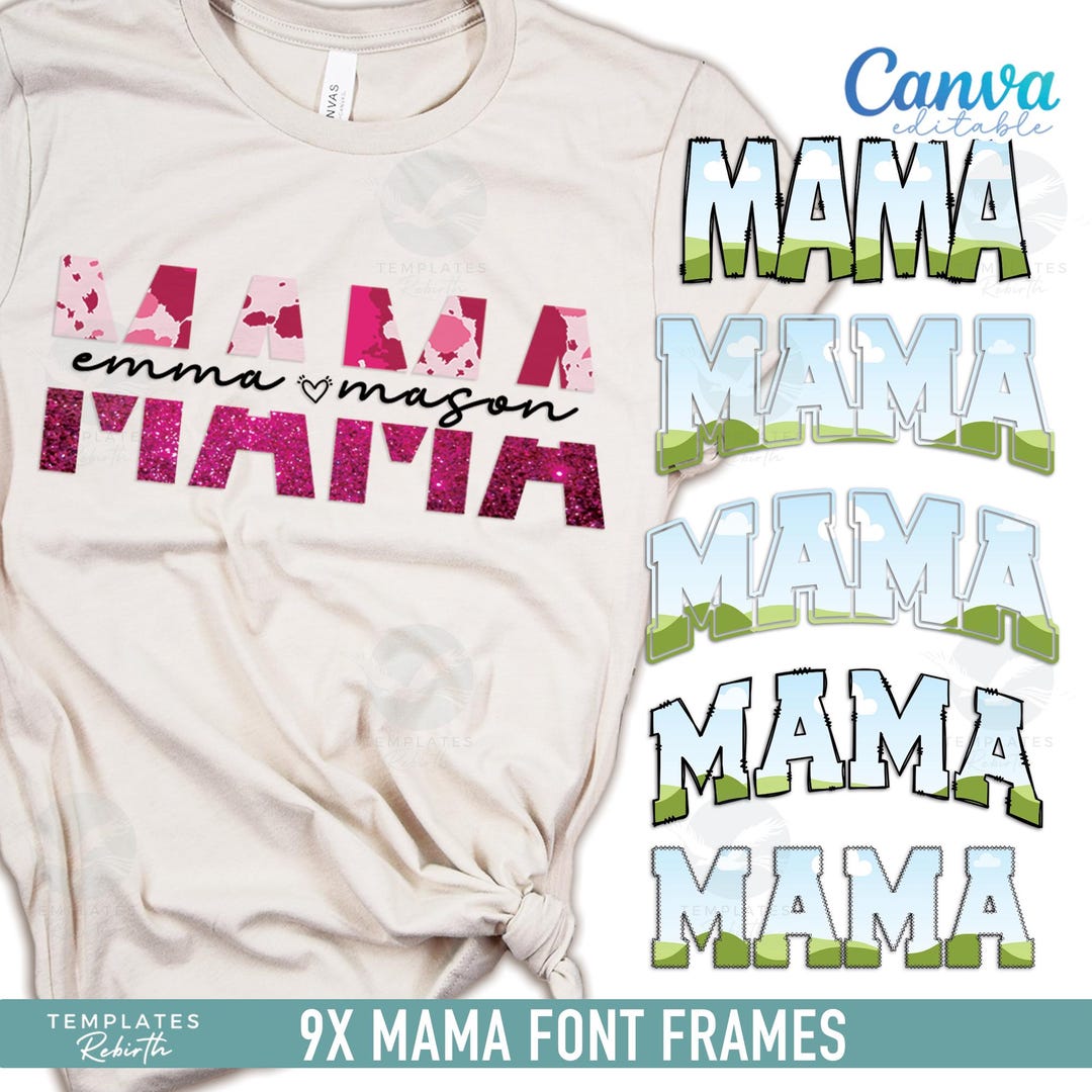 Custom Mama Shirt Font Design: Retro Floral Alphabet (canva Editable ...