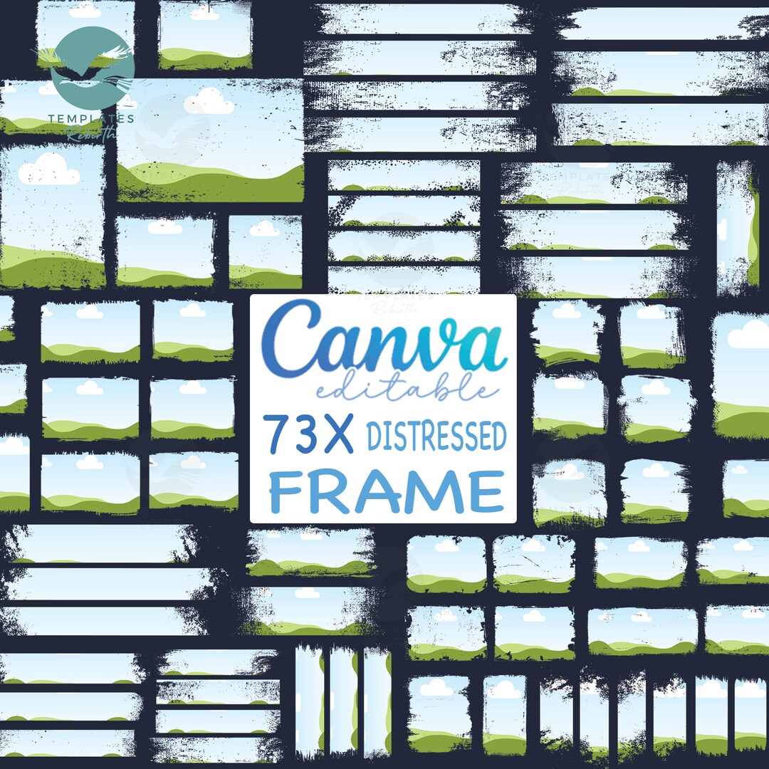 Distressed Edge Banner Frames: Canva Template, Photo Collage (digital ...
