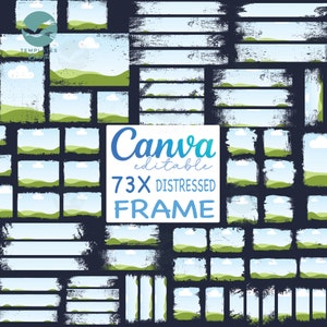 Bundle Distressed Edge Banner Frames Canva Editable, Fill Your Own Picture Bleach Effect Frame ...