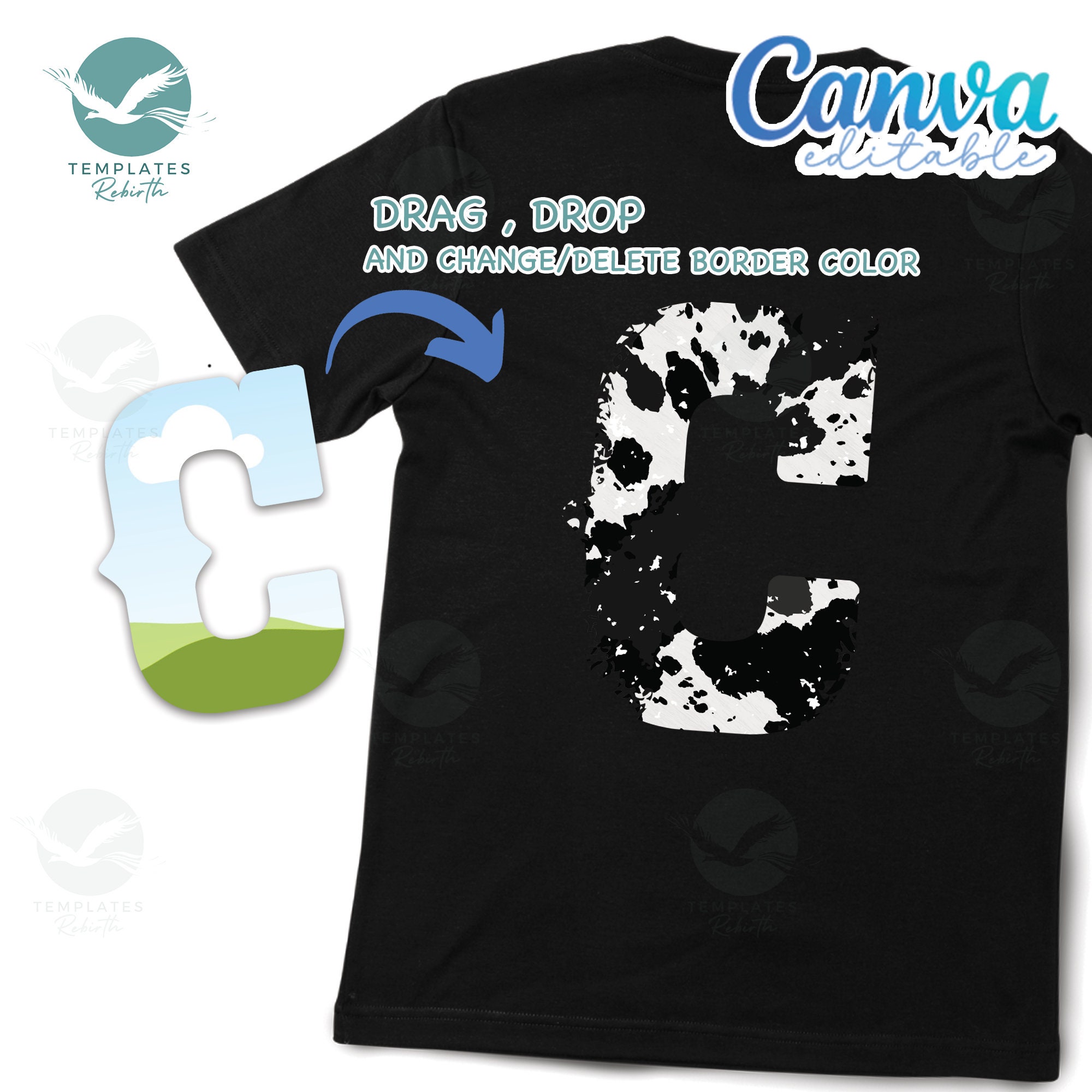 Bundle Cowboy Uppercase Lowercase Font Frame Canva Editable, Fill Your ...