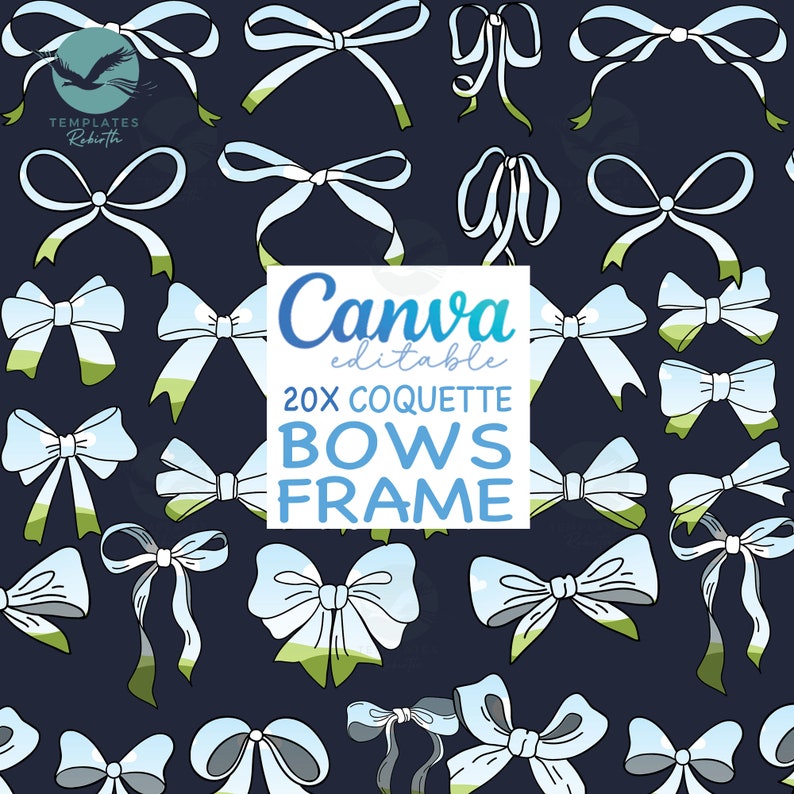 Coquette Bow Frames: Canva Editable Ribbon Template (digital Download ...
