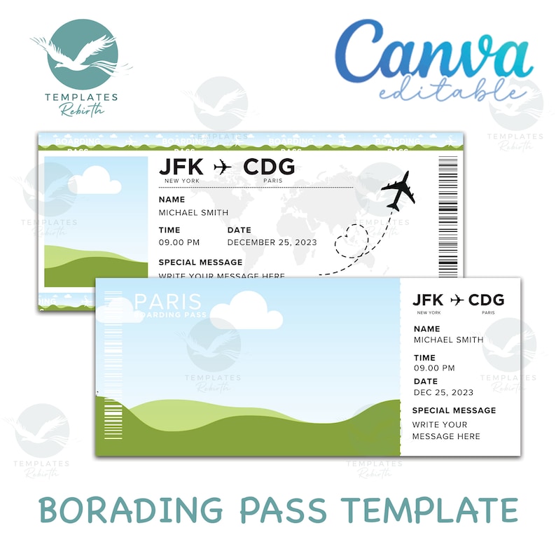 Bundle Boarding Pass Template Canva Editable/customize - Etsy