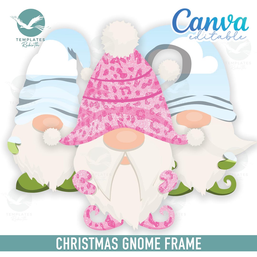 Bundle Christmas Gnomes Frame CANVA Editable, Fill Your Own Design to ...
