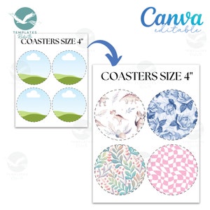 Coaster Template and Mockups Bundle Canva Editable, Drag and Drop Your ...