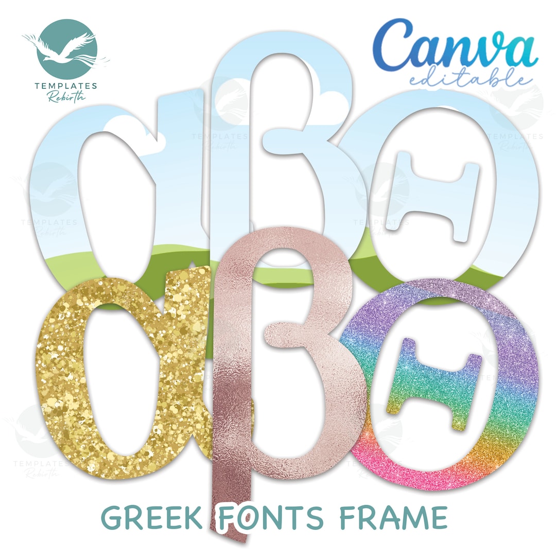 Greek Alphabet Letters Frame CANVA Editable.fill Your Own Picture ...