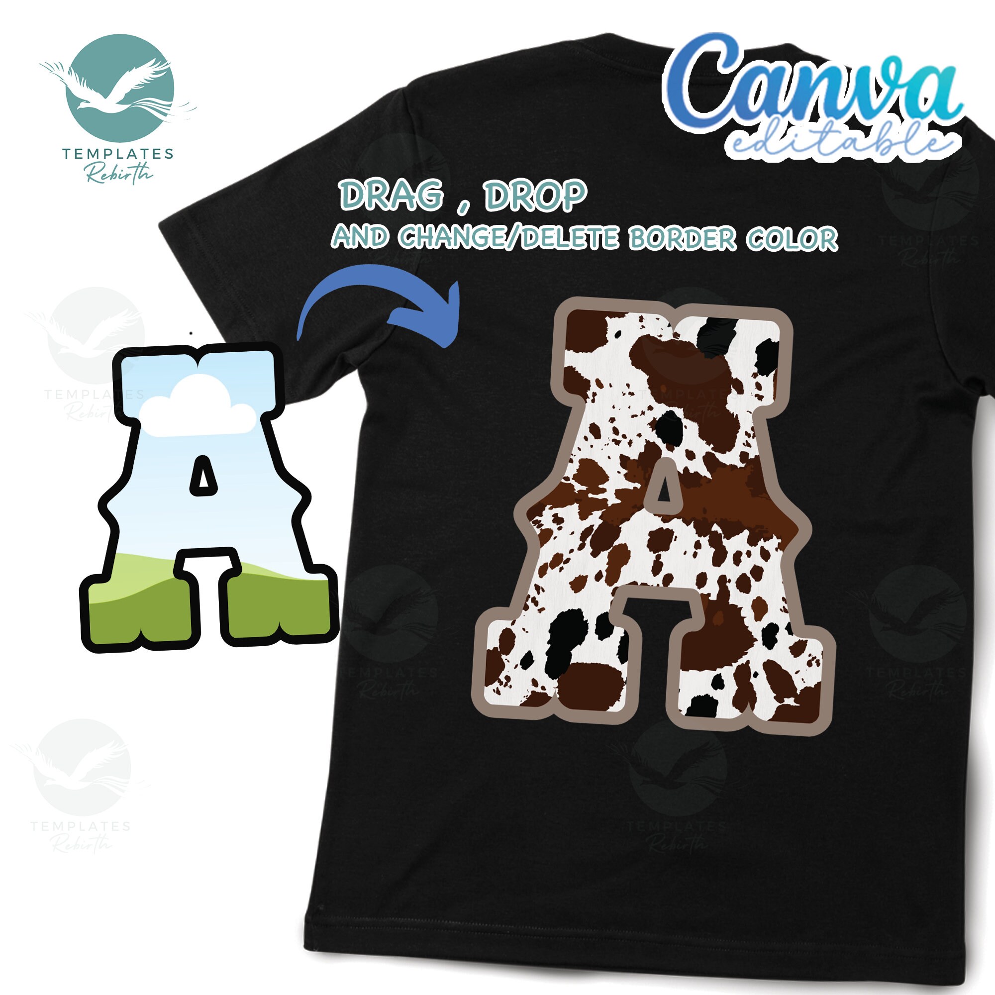 Bundle Cowboy Uppercase Lowercase Font Frame Canva Editable, Fill Your ...