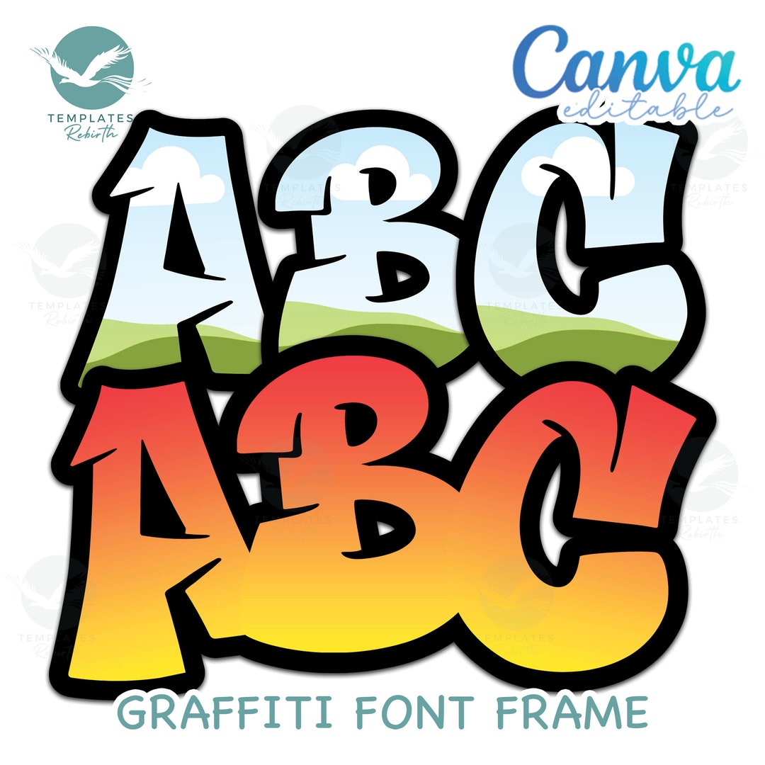 Graffiti Alphabet Frame: Canva Editable Font Template (digital Download ...