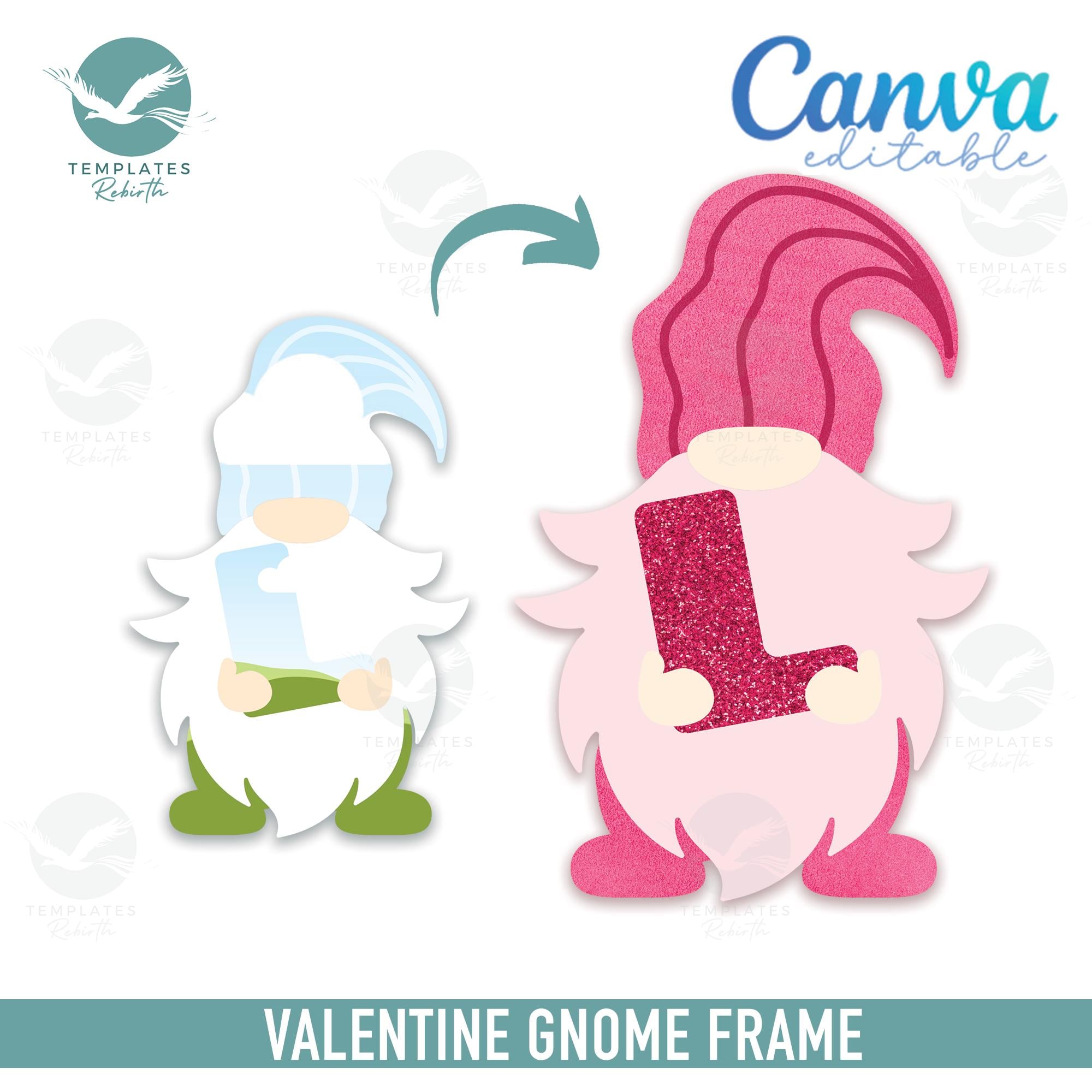 Valentine Love Gnomes Frame CANVA Editable, Fill Your Own Design to ...