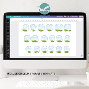 Bubble Alphabet Uppercase Frame CANVA Editable. Fill Your Own Picture ...