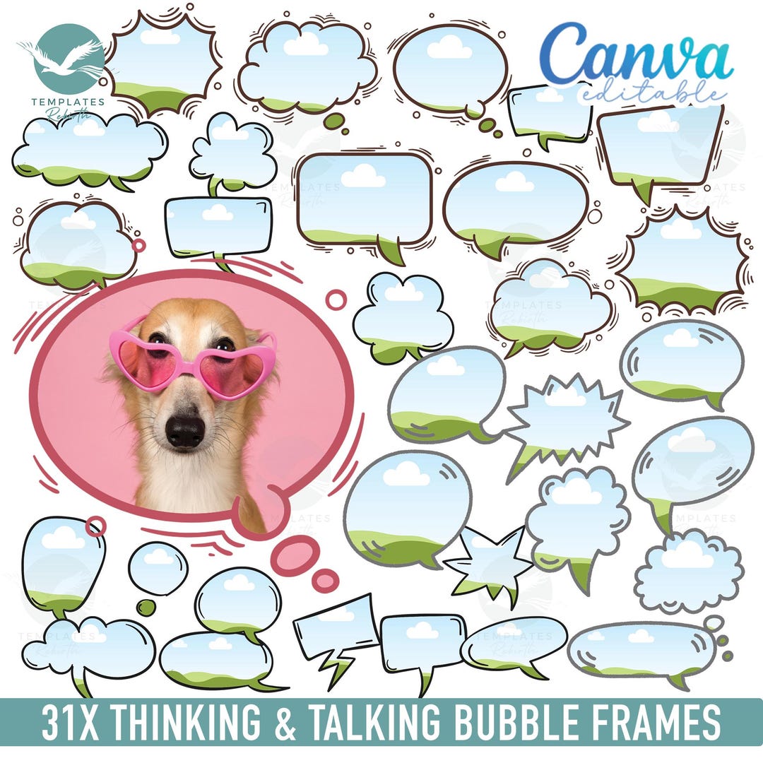 Thinking Bubble Frames: Canva Editable Photo Collage Template (digital ...