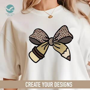 Pencil Coquette Bows Frames Canva Editable, Teacher Pencil Ribbon ...