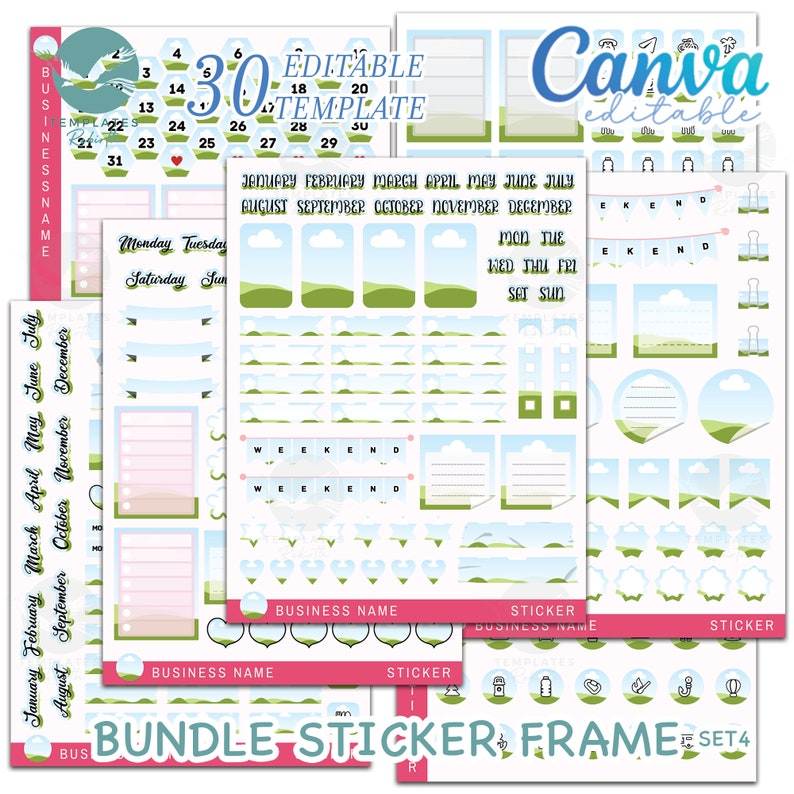 Canva Sticker Template Bundle: Editable Planner Stickers (digital ...