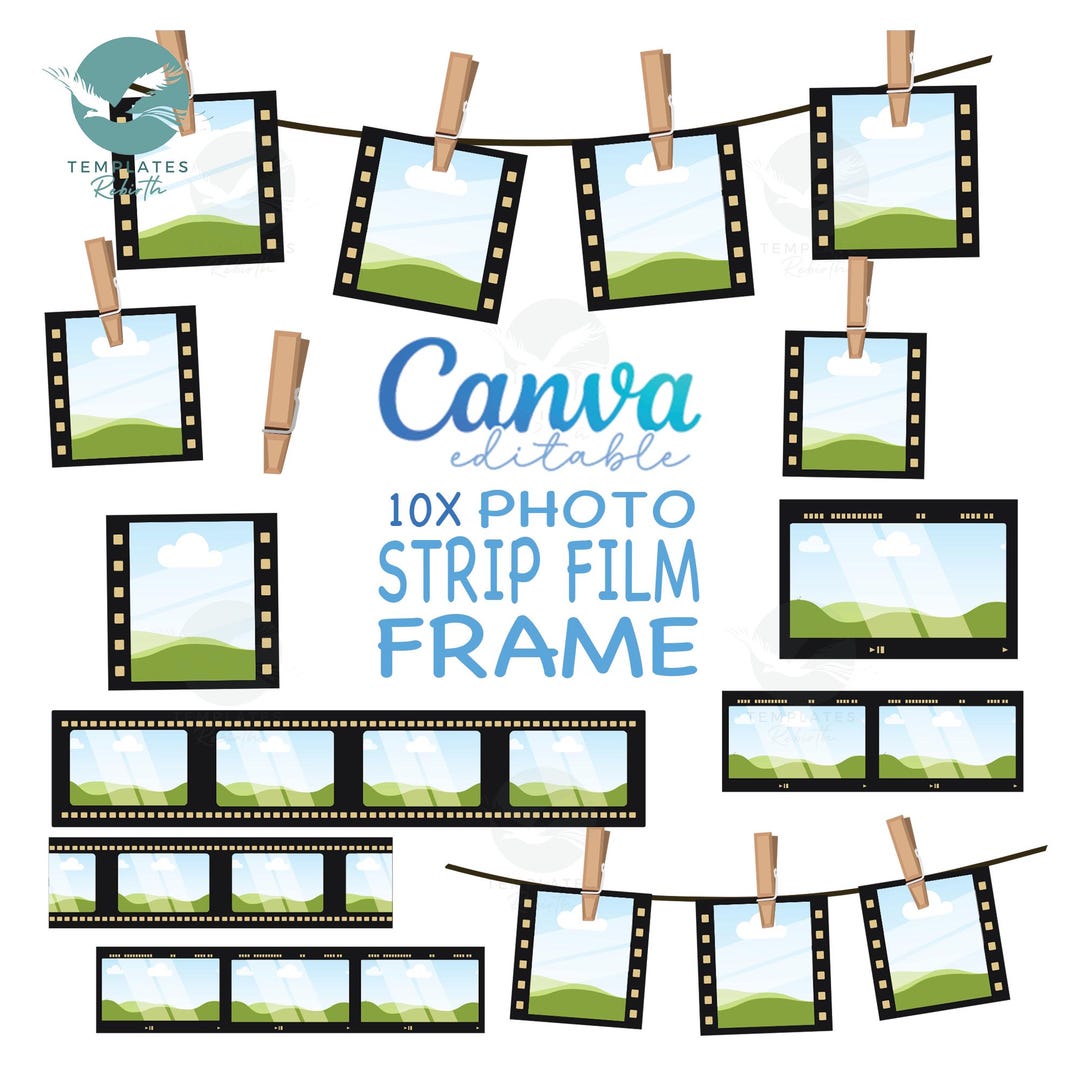 Bundle Picture Film Frames Canva Editable, Fill Your Own Picture ...