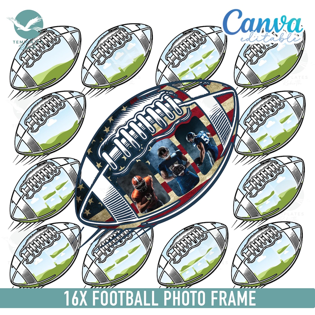 Bundle Football Photo Collage Frames Canva Editable, Fill Your Own ...